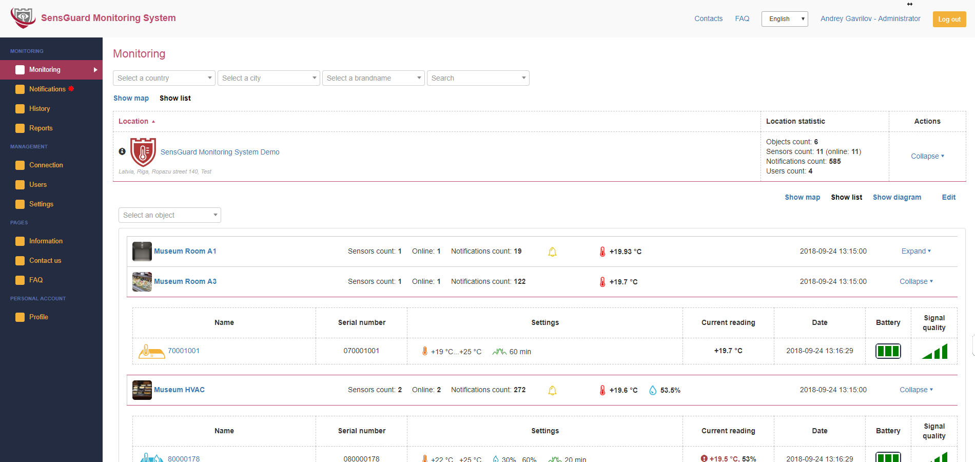 Temperature & humidity monitoring software