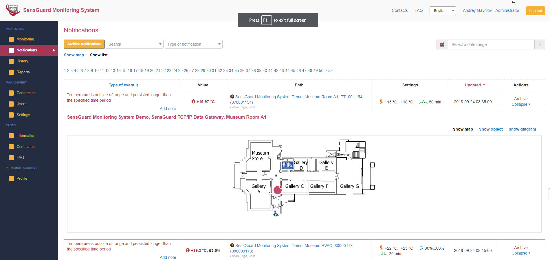 Temperature & humidity monitoring software