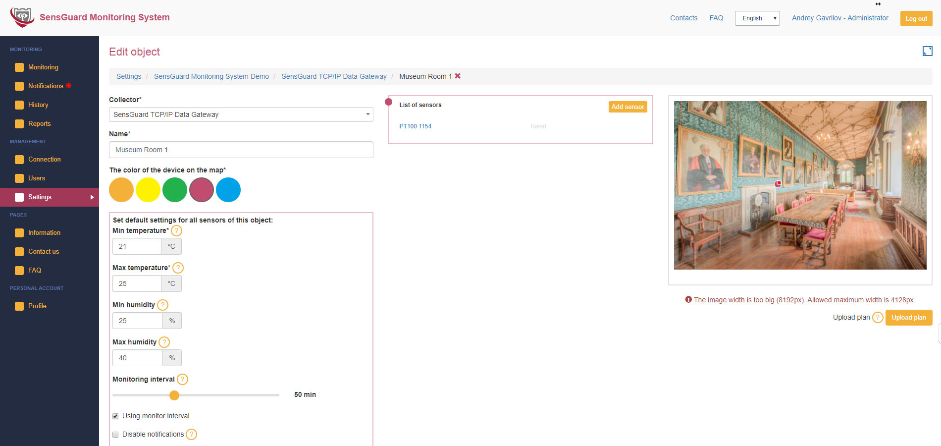Temperature & humidity monitoring software