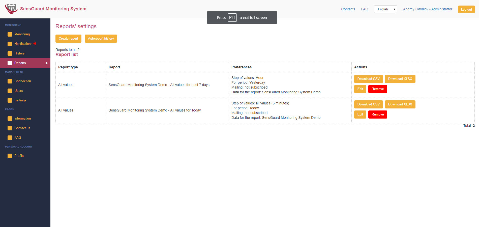 Temperature & humidity monitoring software