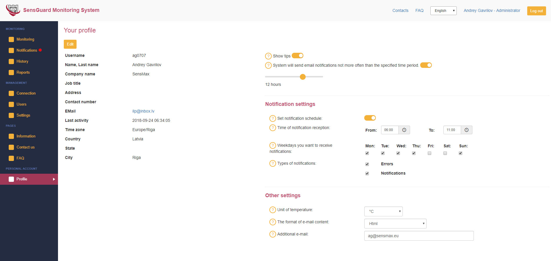 Temperature & humidity monitoring software